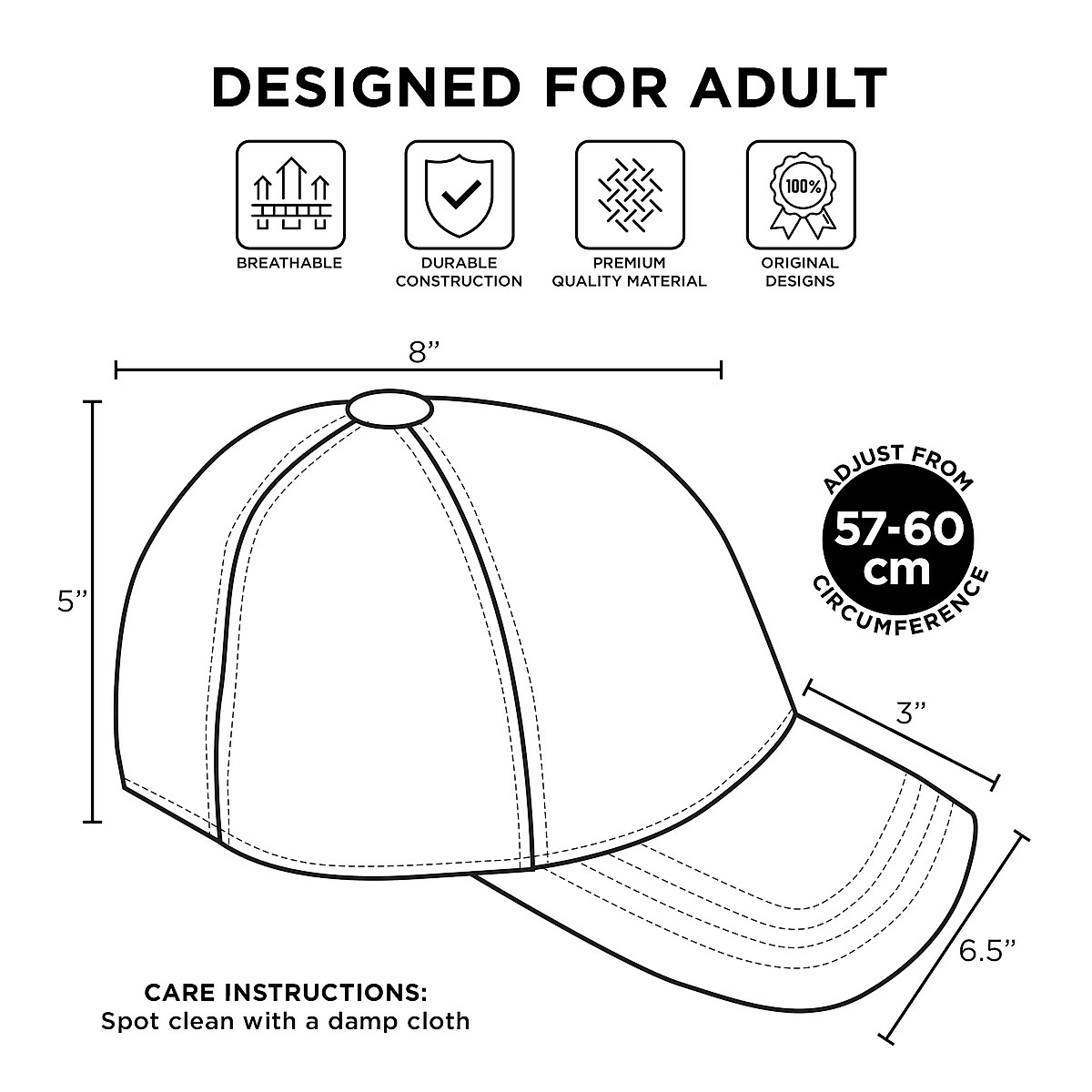 Disney Men's Baseball Cap, Mickey Mouse Adjustable Hat for Adult, Black, One Size