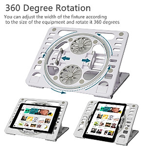 PHOCAR Laptop Cooling Pad, Adjustable Laptop Stand with Cooling Fan for MacBook, Compatible with iPad, iPhone Pro Max, MacBook, Dell, HP, Surface, from 7' to 17' Phones or Laptops-Black