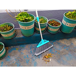 Xifando Mini Broom and Dustpan and Telescopic Rod Long Handle Broom, Camping Cleaning Tools, Light Blue