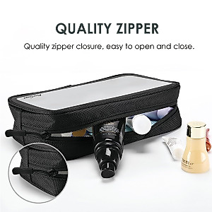 ProCase TSA Approved Travel Toiletry Bag Pouch, Matte Clear Travel Organizer Airport Carry-On Checkpoint Airline Compliant Storage Bag for Toiletries Liquids Creams and Cosmetics -Black