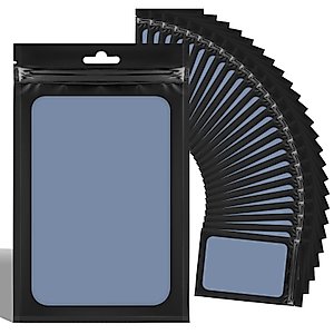 LODROC 100 Pieces Resealable Mylar Ziplock Bags with Clear Window - 5.5x7.8 Inches Smell Proof Bag Coffee Beans Packaging Pouch for Food Self Sealing Storage Supplies Jewelry Electronics Party, Black