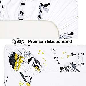 PHF 100% Cotton Crib Sheets Fitted 2 Pack, Soft Breathable Comfortable Baby Sheet Set for Boys Girls, Premium Crib Sheets Fits Standard Crib and Toddler Mattress 28in x 52in, Construction Cars