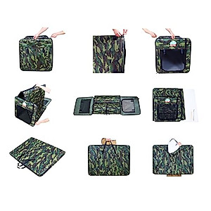 Go Pet Club 43" Soft Collapsible Dog Crate, Portable Pet Carrier, Thick Padded Pet Travel Crate for Indoor & Outdoor, Foldable Kennel Cage with Durable Mesh Windows, Forest Green Camo