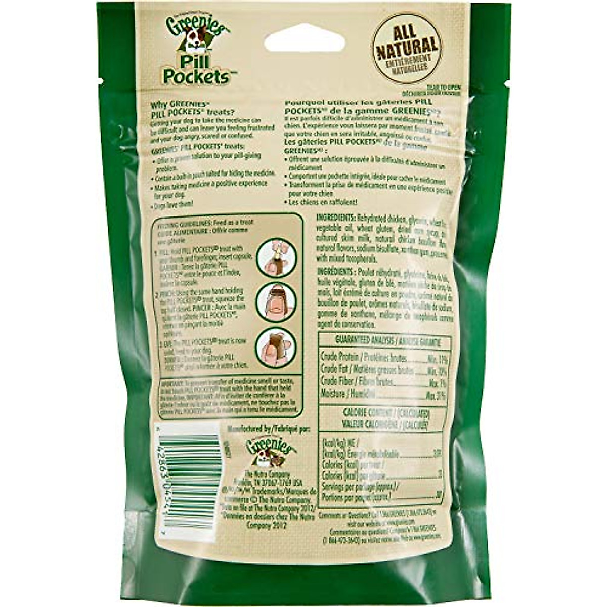GREENIES PILL POCKETS Capsule Size Natural Dog Treats with Chicken Flavor, (6) 7.9 oz. Packs (180 Treats)