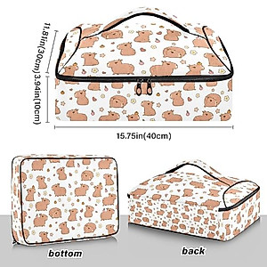 Kcldeci Insulated Thermal Food Carrier Insulated Casserole Carrier for Hot or Cold Food,Cute and Funny Capybara Insulated Tote Bag for Potluck Cookouts Parties Picnic,Lasagna Lugger
