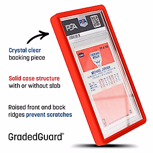 GradedGuard Graded Card Guard Case for Standard PSA Slab Case | Multiple Colors | Soft Touch Matte Finish | Stackable | Made to Fit PSA | Solid TPU and PC Design. (Red)