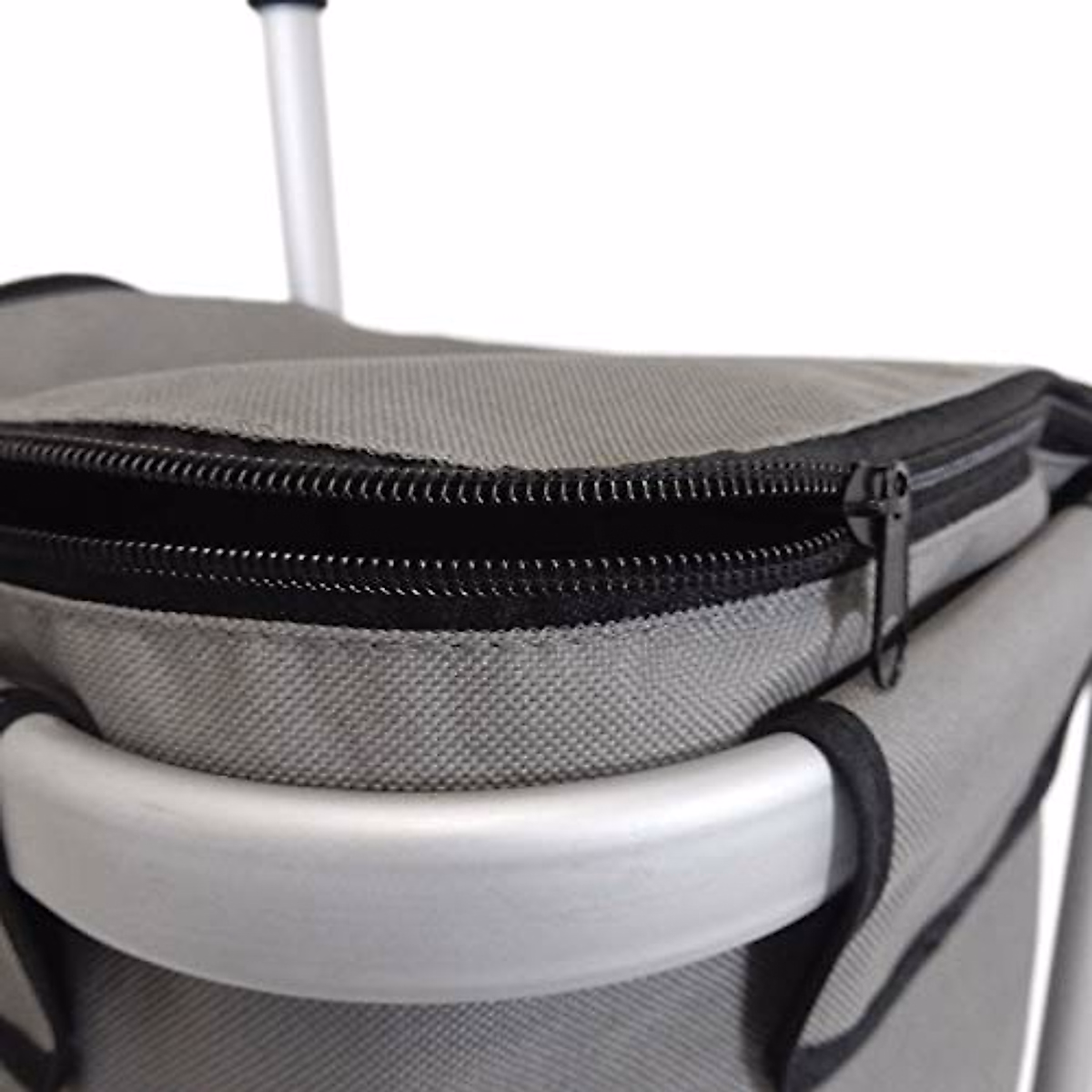 Homz 4670013 2 Large Wheels Fabric Euro Tote Aluminum Framed Storage Portable Foldable Gray Organizer Shopping Grocery Cart with Heavy Duty Polyester Bag, Large