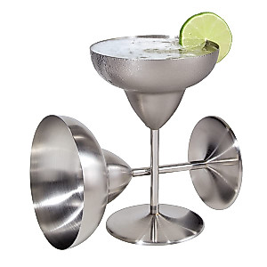 Oggi Stainless Steel Margarita Glasses - 12oz, Set of 2 - Unbreakable Margarita Glasses, Ideal Outdoor Margarita Glasses for Boating, RV, Parties, Stylish Cocktail Glasses & Margarita Glass Gift Set