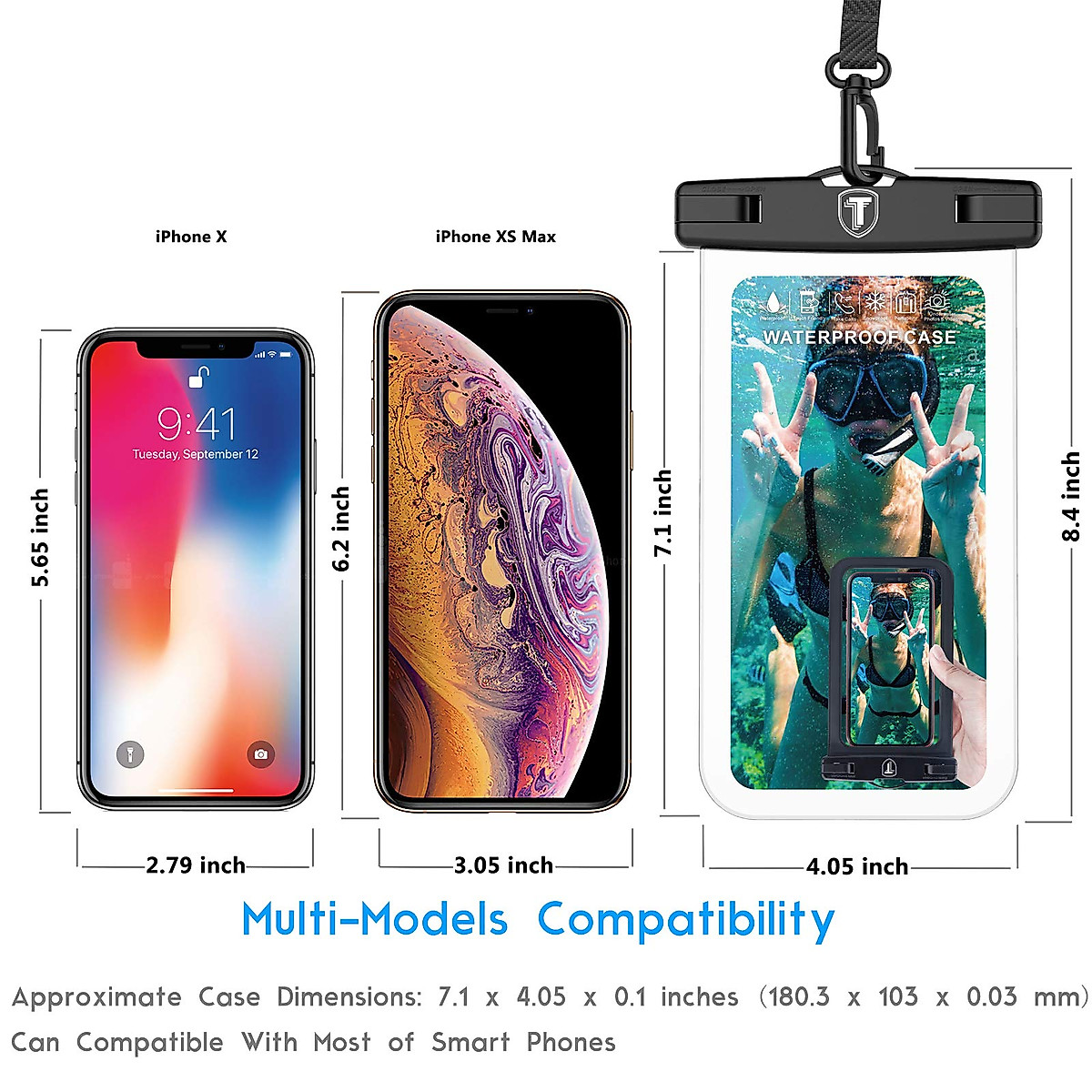 Tekcoo Waterproof Phone Case 2-Pack IPX8 Clear Pouch Dry Bag for Samsung Galaxy S24 Ultra Plus Note 20 S23 S22 S21 FE A14 A03S A15 A23 iPhone 15 14 13 12 Pro Max XR SE Moto G Stylus Power Edge 5G UW