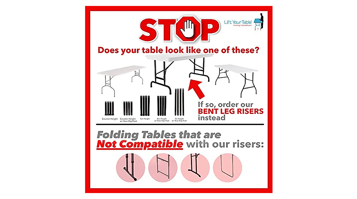 Lift Your Table® Folding Table Risers - Easy Height Extension