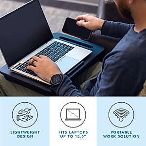 LapGear Sidekick Lap Desk with Device Ledge and Phone Holder - Black - Fits up to 15.6 Inch Laptops - Style No. 44218