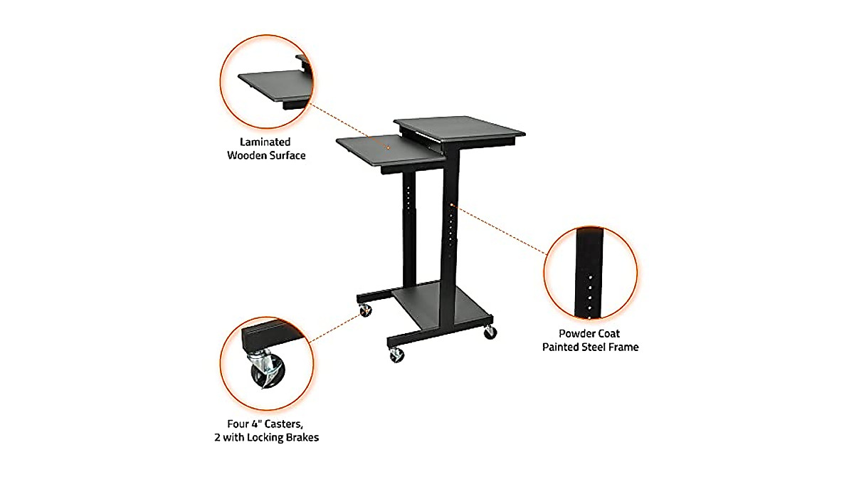 Luxor Adjustable Height Rolling Workstation - Versatile Design