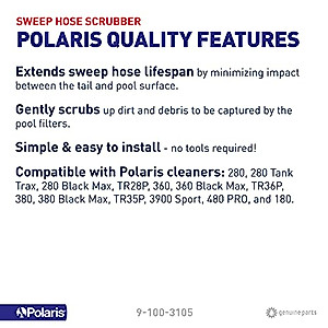 Polaris Genuine Parts 9-100-3105 Sweep Hose Scrubber Replacement Compatible with Polaris Models 280, 360, 380, 3900 SPORT, TR28P, TR35P, TR36P, 180