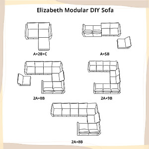 Naomi Home Modular Sofa Middle Module with Storage Accent Armless Chair for Modular Sofa Customizable Sectional Sofa Couch Accent Armless Chair, Linen, Gray