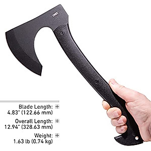 CRKT Skeggox Outdoor Tactical Axe: Full Tang SK-5 Plain Edge Axe w/Beard, Glass Reinforced Nylon Handle and Kydex Sheath 2917