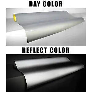 Reflective Gloss Silver White Vinyl Car Wrap Film DIY Roll Easy to Install No-Mess Decal (1ft x 48 Inch)
