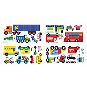 DECOWALL DW-1205 27 Transports Kids Wall Stickers Wall Decals Peel and Stick Removable Wall Stickers for Kids Nursery Bedroom Living Room décor Car