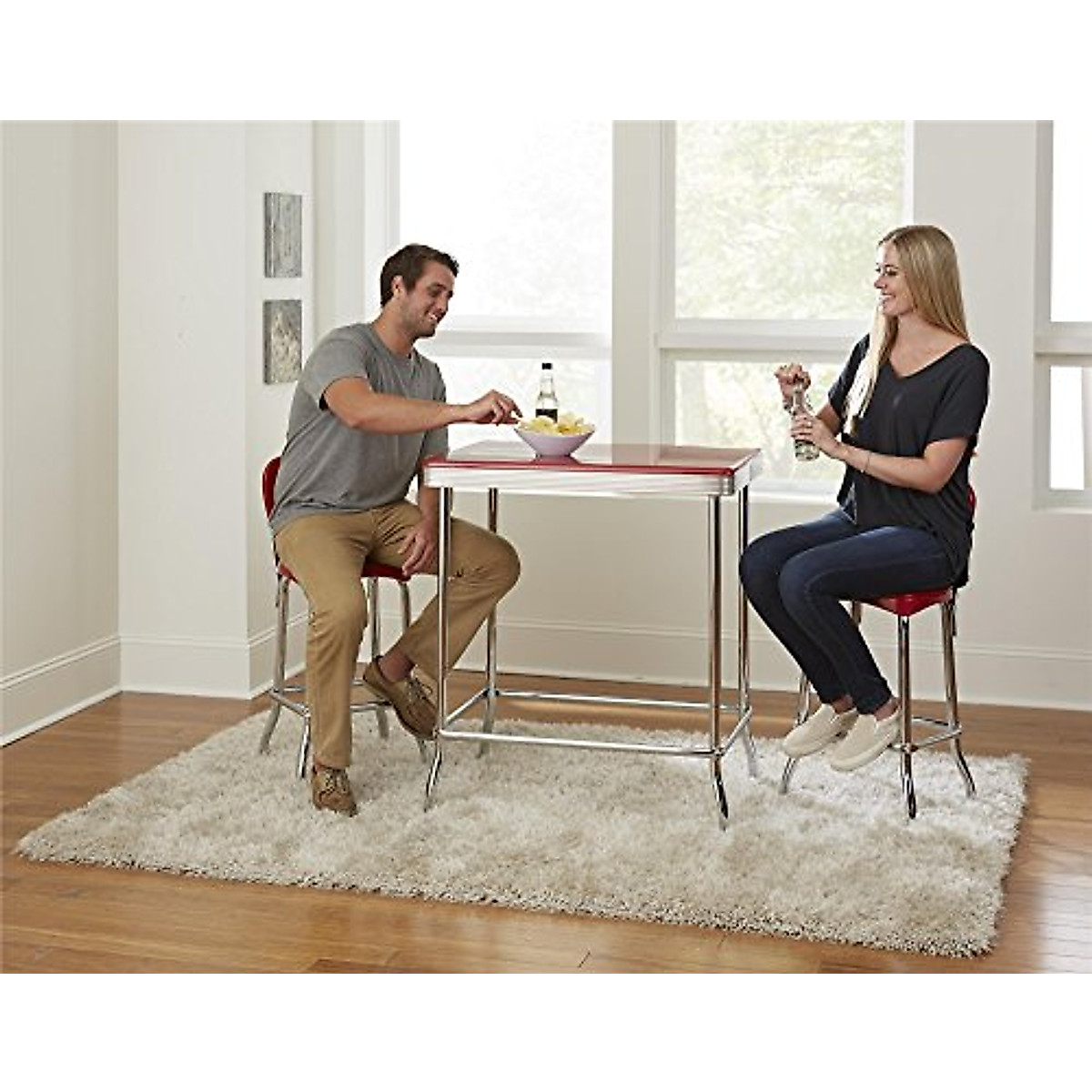 COSCO Stylaire 3 Piece High Top Set, Red & Chrome