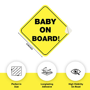 LED Baby on Board Sticker for Cars, 5x5in, Baby on Board Sign with LED Lights, Baby on Board Decal with Premium 3M Adhesive, Baby on Board Stickers for Car, Trucks, SUVs