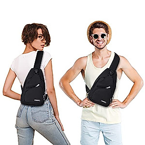 Large Capacity Sling Bag Crossbody Backpack for Women Men Waterproof Sling Backpack Extended Straps Cross Body Travel Chest Bag Hiking Casual Shoulder Daypack with Headphone Hole for All Body Shapes