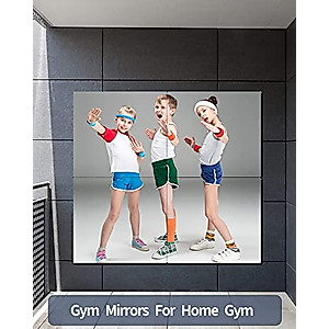 Wall Mirror Full Length Mirror for Bedroom Full Body,Shatterproof Mirror for Kids Tiles,large 12"x12"x4 Pcs,Unbreakable frameless Acrylic Gym Mirrors for Home Gym,Over the Door Mirror Stick on Closet