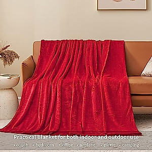 RUIKASI Fleece Throw Blanket Single - Plush Fuzzy Flannel Blanket Red for Single Size Bed, Super Soft Warm Blanket for Sofa and Couch, Fluffy Blanket 50x60 Inches
