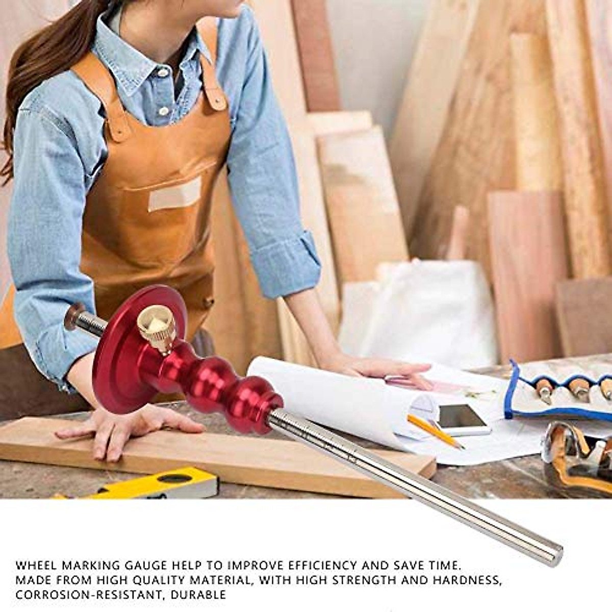 Walfront Wheel Marking Gauge Wood Marking Gauge Woodworking Set Wood Scribe Mortise Gauge