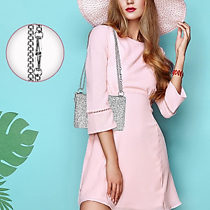 GM LIKKIE Crossbody Clutch Purse for Women, Glitter Evening Bag, Sequin Wedding Handbag for Party (Silver)