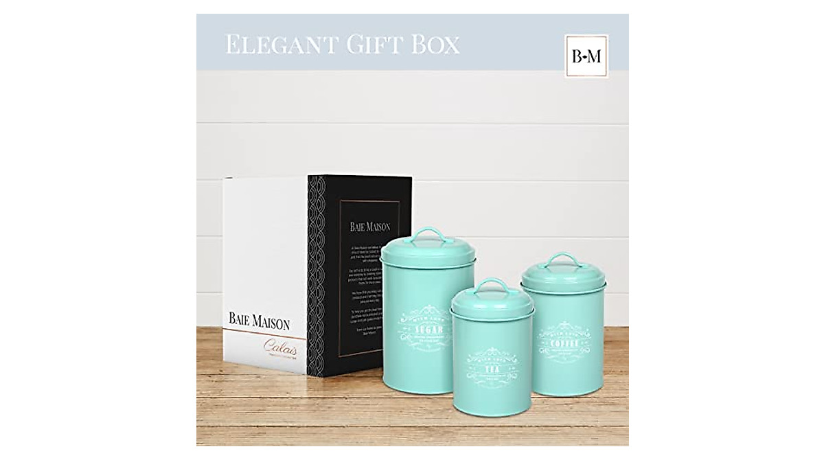 Baie Maison Turquoise Farmhouse Canister Set - Stylish Kitchen Storage