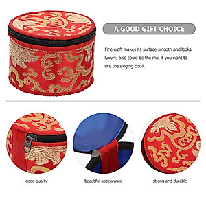 Brocade Cushion Carry Bag Singing Bowl Case Storage Bag: Singing Bowl Carry Case Bag Zippered Tibetan Sound Bowl Cover Container for Buddhist Meditation Bowl 16CM Cushion Meditation Bowl