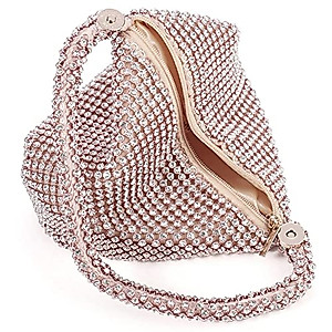 Women Clutch Purse Bling Evening Bag Triangle Women's Wedding Purse Bling Bling for Party Mini size Rhinestones Pink (6.4 in)…