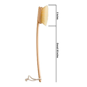 Redecker 100% Made in Germany Round Tampico Fiber Bath Brush with Extra-Long Oiled Beechwood Handle, 18-1/2-Inches