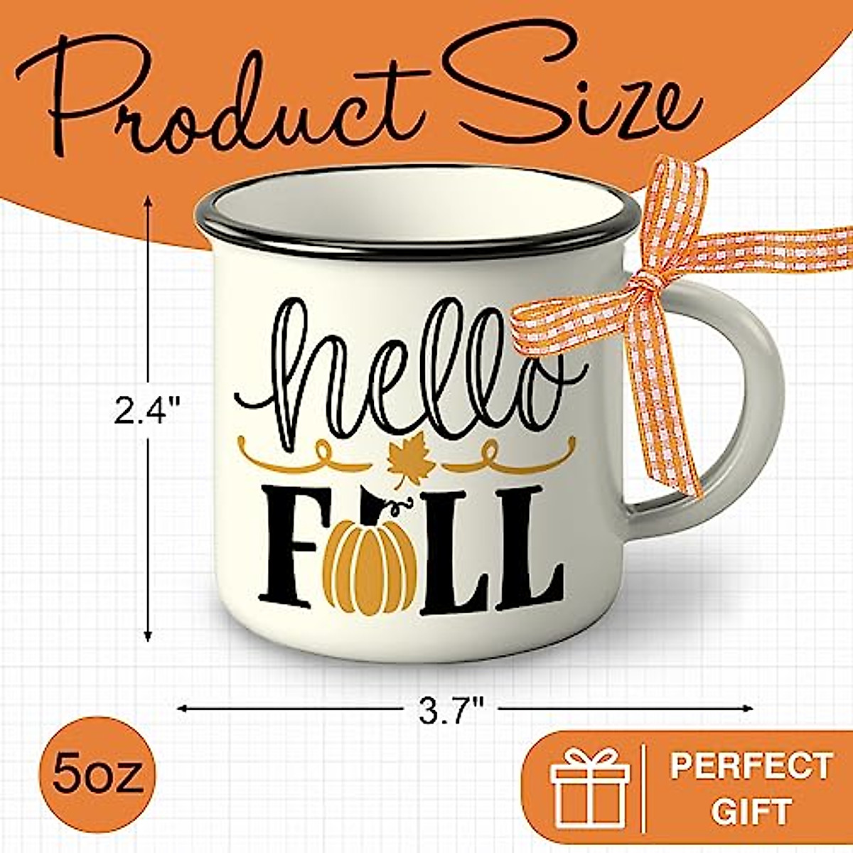 Paayna Hello Fall Mini Coffee Mug Set of 3, Autumn Pumpkin Maple Leaf Mini Coffee Cups for Tiered Tray Decor, Farmhouse Kitchen Coffee Bar Decorations Centerpieces Thanksgiving Housewarming Gift