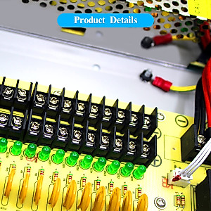 9 Channel 12 Volt DC Output 5A CCTV Distributed Power Supply Box for Security Camera with AC Plug and Lock for Security Cameras, DVRs, CCTV Power Supply (5A 9-Channel)