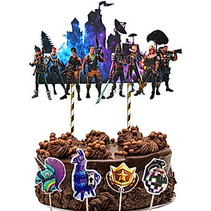 Yurnoet Video Game Birthday Party Supplies for Game Fans, 5Pcs DIY Cake Decorations Topper