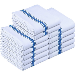 Utopia Towels 24X Pack Dish Towels (15 x 25 Inches)- 100% Ring Spun Cotton- Super Absorbent- Linen Kitchen Towels- Soft Reusable- Cleaning Bar, and Tea Towels Set (12X Grey & 12X Blue)