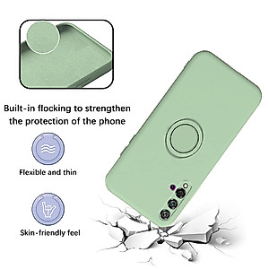 Compatible with Huawei Nova 5T Case Silicone Cute Shockproof Anti-Scratch Huawei Nova 5T Phone Case with Ring Kickstand Full Body Protection Cases for Women (Green)