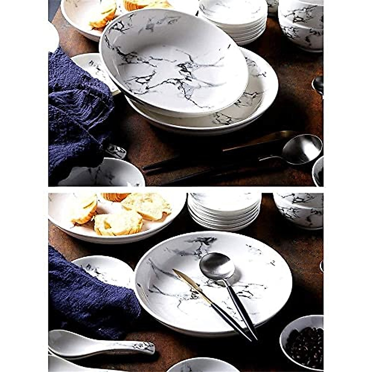 GagalU Dinner SetsDinnerware Set for Home or Special Restaurant, 55PCS Chinese Style Bone China Dinnerware Set Household Phnom Penh Ceramic Bowl Dishes Plate Service for 10