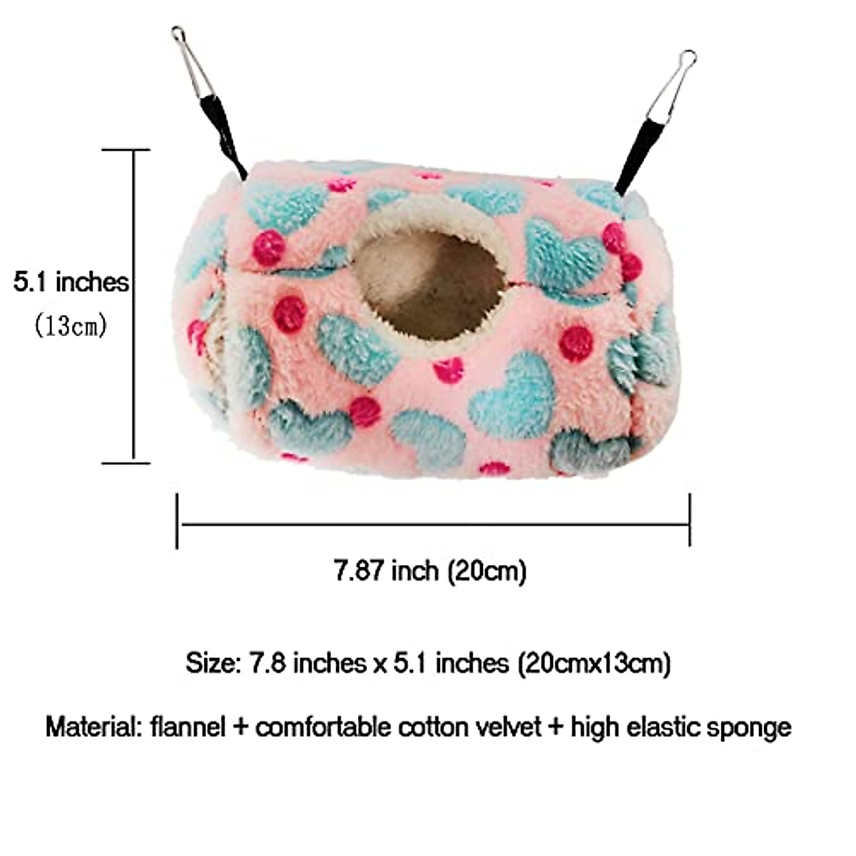 Litewoo Sugar Glider Sleeping Pouch Small Animal Hammock, Hanging Bed Warm Cotton Nest for Rat Hamster Gerbil Sugar Glider Chinchilla Squirrel Guinea Pig (Pink)