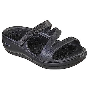 Skechers Women's Adjustable Wedge Sandal, Black, 7