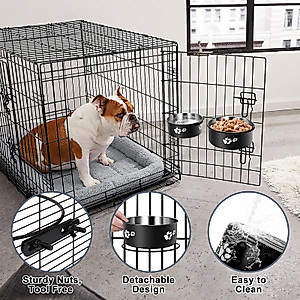 Kennel Water Bowl Hanging, ShineMe 2 Pack Stainless Steel Food and Water Bowl for Dog Cage, Crate, Kennel Bowls Mountable for Medium and Small Dogs, Cats, Pets (6.2x2.6” & 5.5x2.4”)