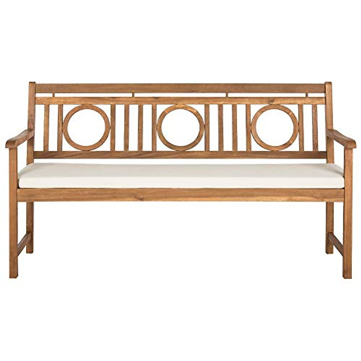 Safavieh PAT6736A Outdoor Collection Montclair 3 Seat Bench, Natural/Beige