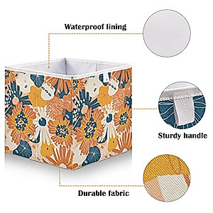Kigai Beautiful Autumn Floral Pattern Open Home Storage Bins for Home Organization and Storage, Collapsible Closet Storage Bins, 11.02"L x 11.02"W x 11.02"H