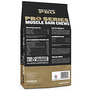 Bully Max 11-in-1 Muscle Gain Power Chews - High Protein Dog Supplement with Amino Acids - Healthy Treats for Puppy & Adult Dogs - Premium Muscle Builder for All Breeds - 75 Tasty Soft Dog Chews