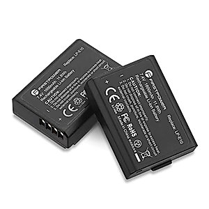 FirstPower Replacement LP-E10 Batteries Compatible with Canon EOS Rebel T3, T5, T6, T7, T100, Kiss X50, Kiss X70, 1100D, 1200D, 1300D, 2000D Cameras (2-Pack 1600mAh)