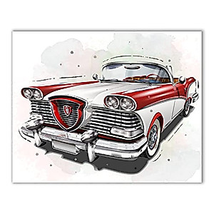 Blue River Classic Cars Wall Art Decor Prints - Set Of 6 (8x10) Inch Poster Photos, 8 x 10 Inch