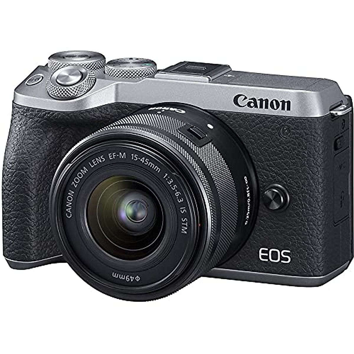 M6 Mark II Mirrorless Digital Camera with 15-45mm Lens (Silver) vlogging Bundle, 500mm f/8.0 Preset Manual Focus Lens, Travel Kit with Accessories (Extra Battery, Flash, 64Gb Memory +More)