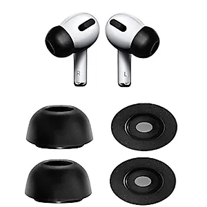 JNSA Large Size Memory Foam Ear Tips Compatible with Apple AirPods Pro, Noise Cancelling Comfortable Foam Tips with Built-in dust Guard net,[Fit in Case], Black 2 Pairs Sets,L