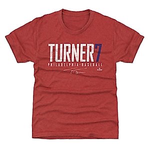 500 LEVEL Trea Turner Youth Shirt (Kids Shirt, 14-16Y X-Large, Tri Red) - Trea Turner Philadelphia Elite WHT