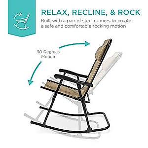 Best Choice Products Foldable Zero Gravity Rocking Mesh Patio Lounge Chair w/Headrest Pillow - Gray
